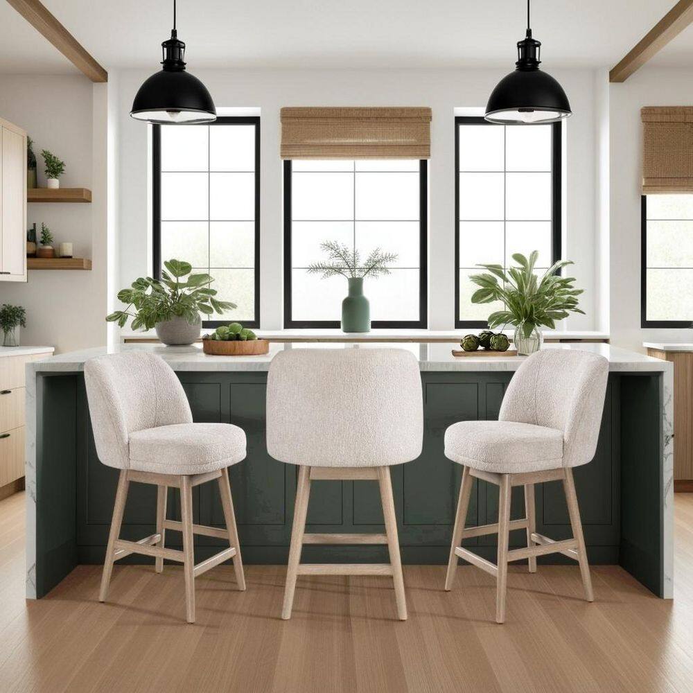 Armen Living Sadie 26 in. Ancient Stone/Washed Wood Low Back Rubberwood ...