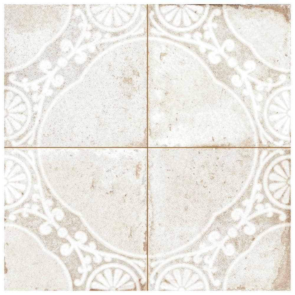 Merola Tile Kings Jaipur White 8-3/4 in. x 8-3/4 in. Ceramic Floor and ...