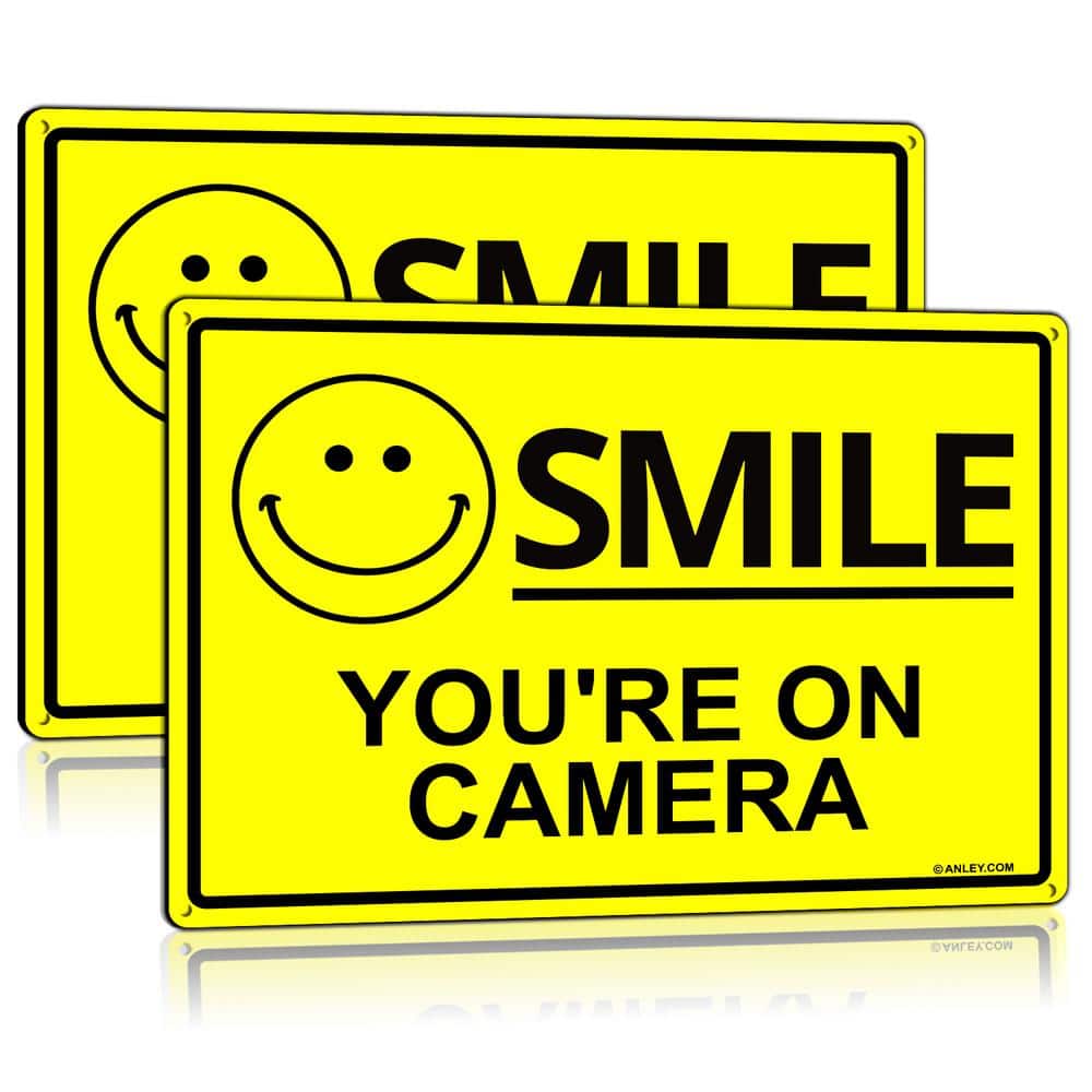 ANLEY 7 in. x 10 in. Smile You're on Camera Sign - - Video Surveillance ...