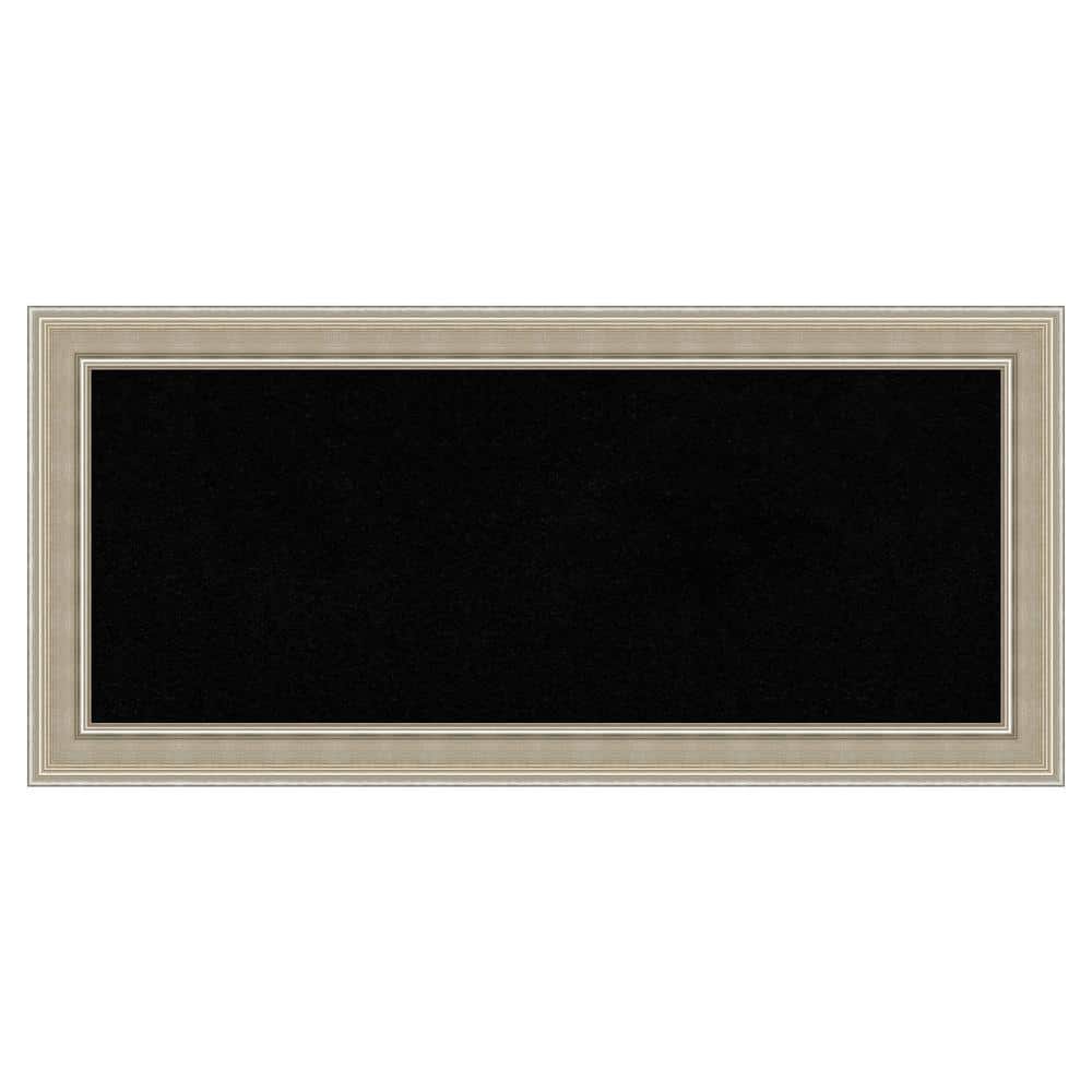 Amanti Art Mezzo Silver Wood Framed Black Corkboard 34 in. x 16 in ...