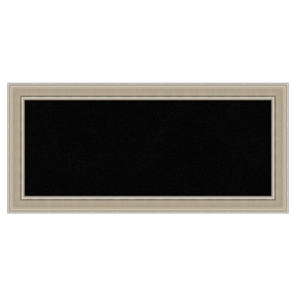 Amanti Art Mezzo Silver Wood Framed Black Corkboard 34 in. x 16 in ...