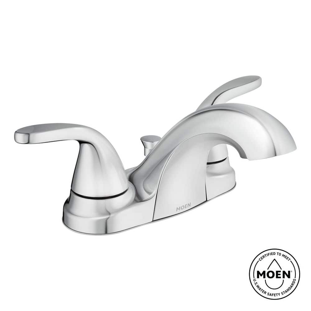 MOEN Adler 4 in. Centerset 2-Handle Low-Arc Bathroom Faucet in Chrome ...