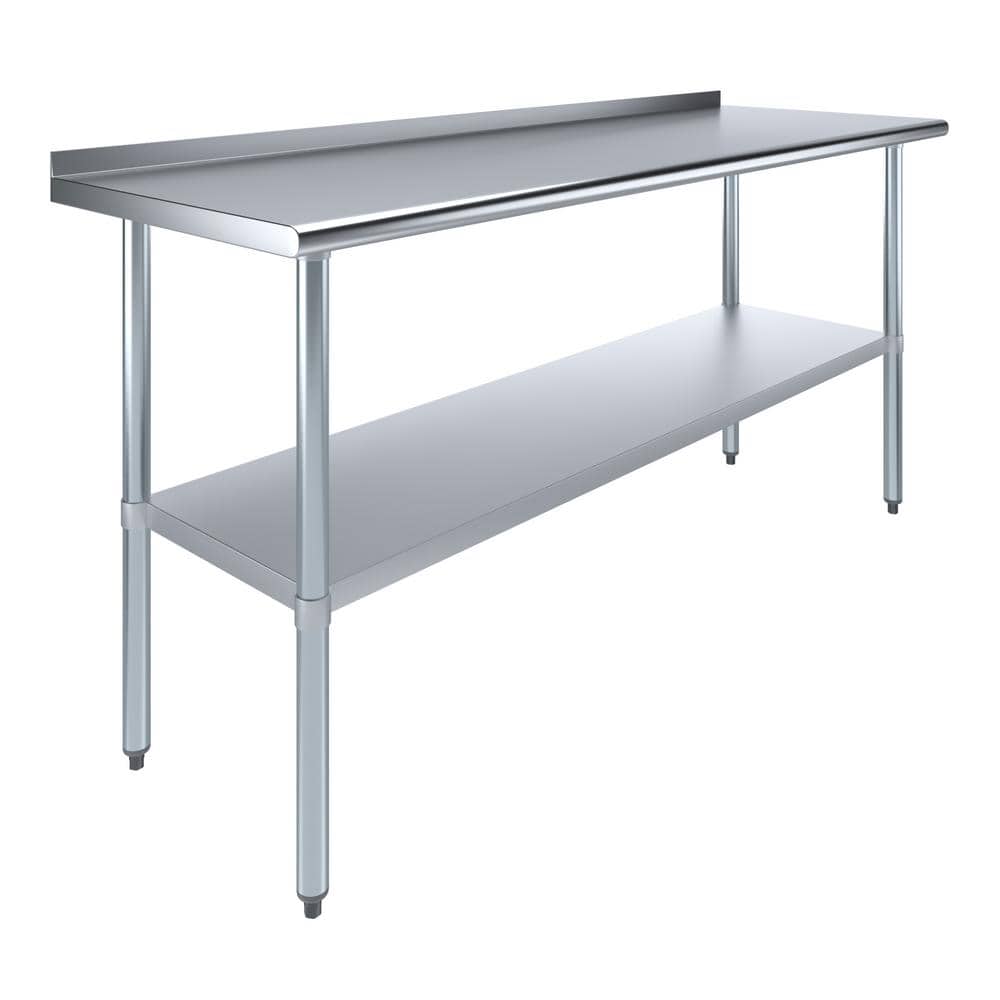 AMGOOD 24 in. x 72 in. Stainless Steel Work Table with 1.5 in ...