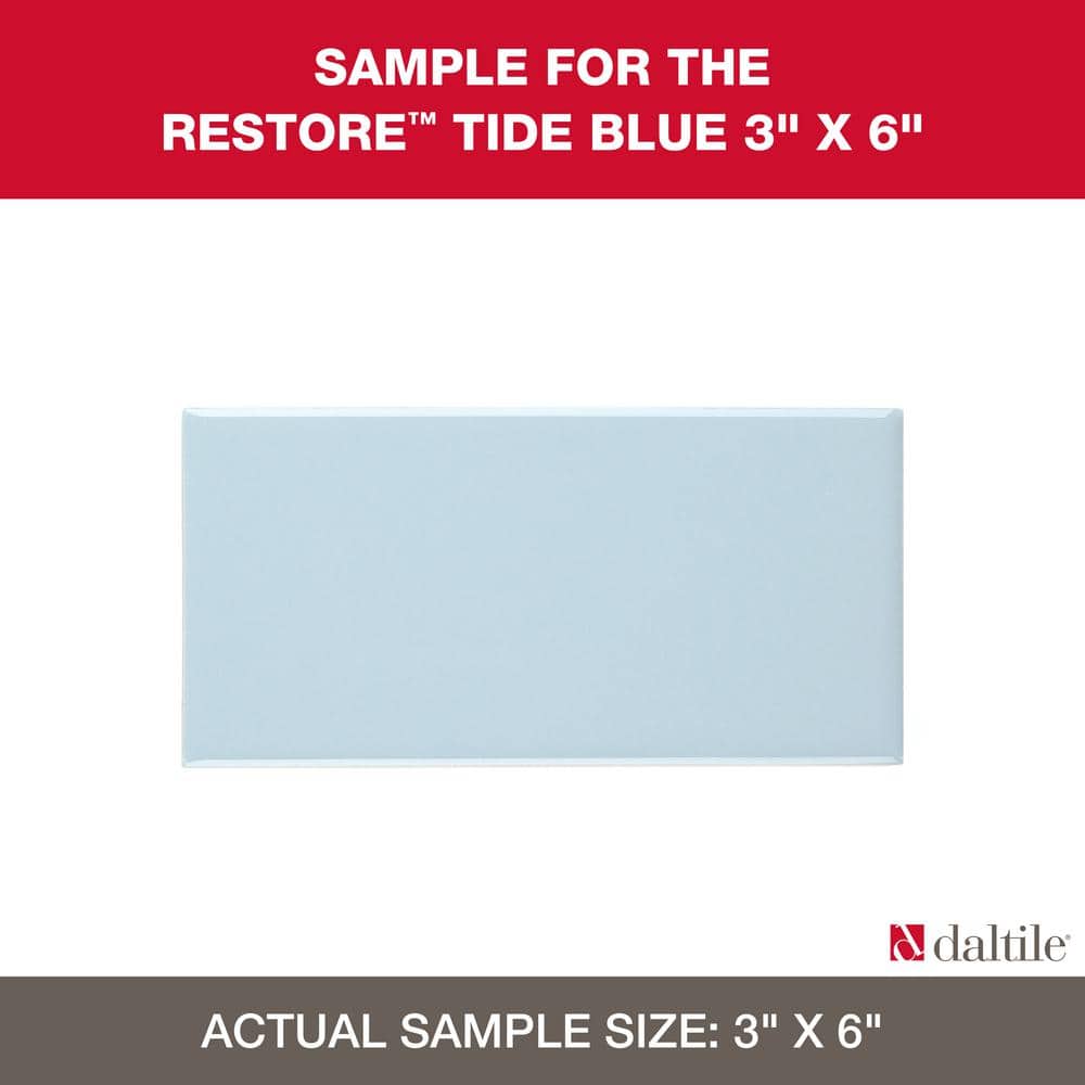 Daltile Restore Tide Blue 3 in. x 6 in. Glazed Ceramic Sample Tile ...