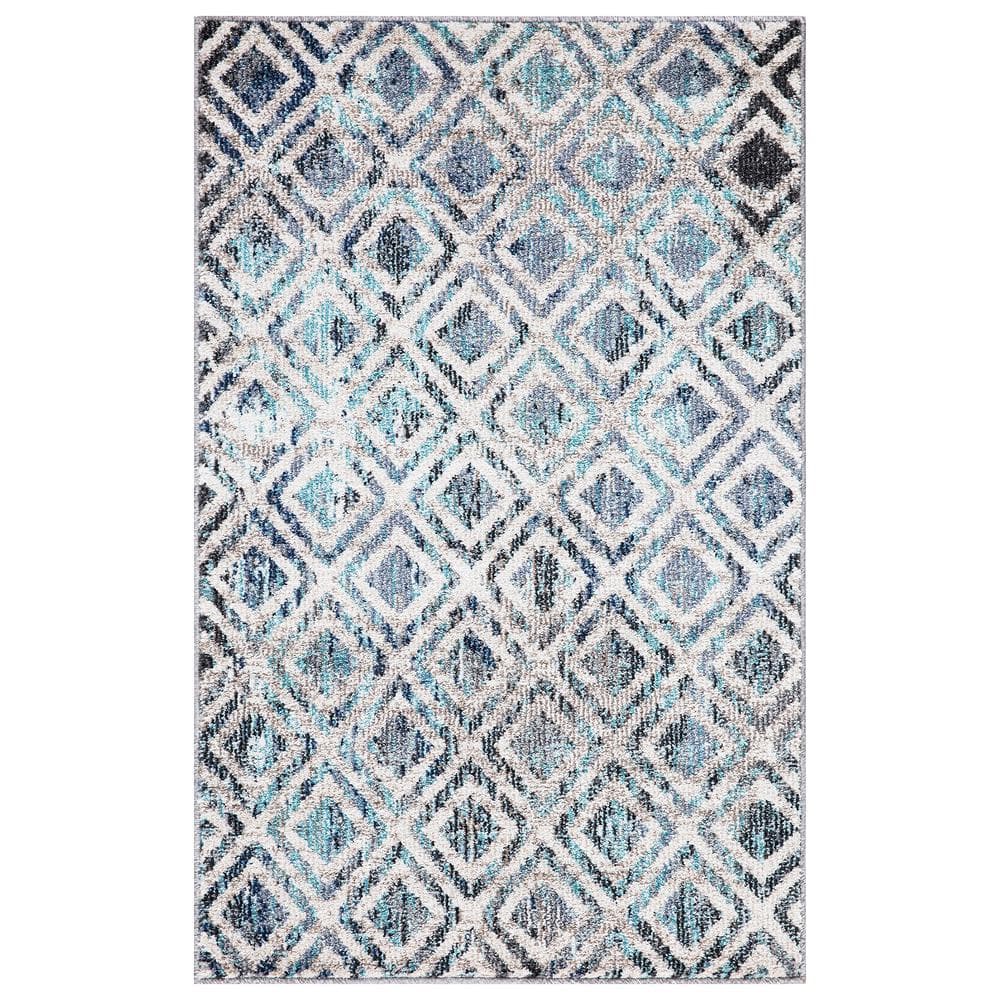 Concord Global Trading Vintage Collection Diamonds Blue 3 ft. x 4 ft ...