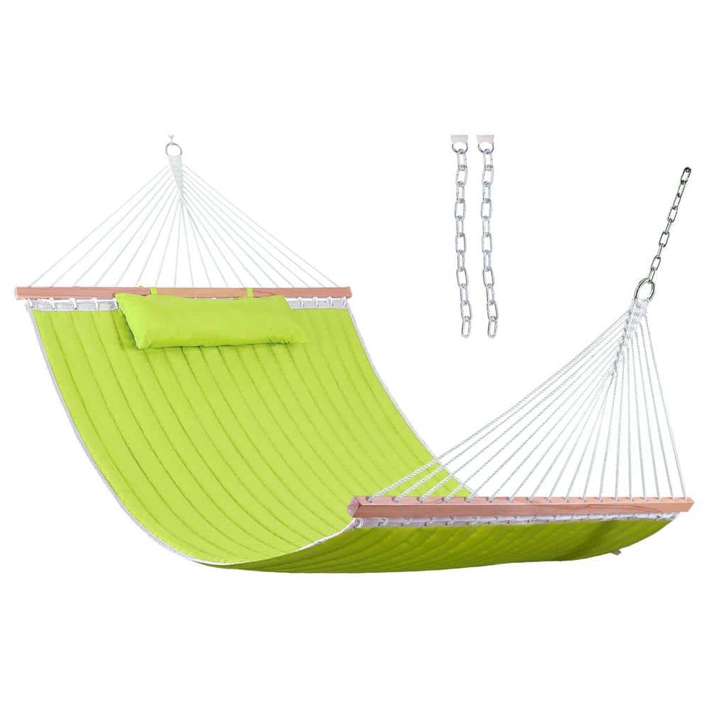 Angel Sar 12 ft. Double Quilted Fabric Lemon Green Hammock with ...