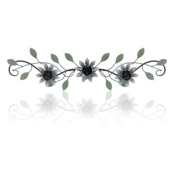 1 Pack 17 in. x 2 in. x 9 in. Black Flowers Accent Art Modern Accent ...