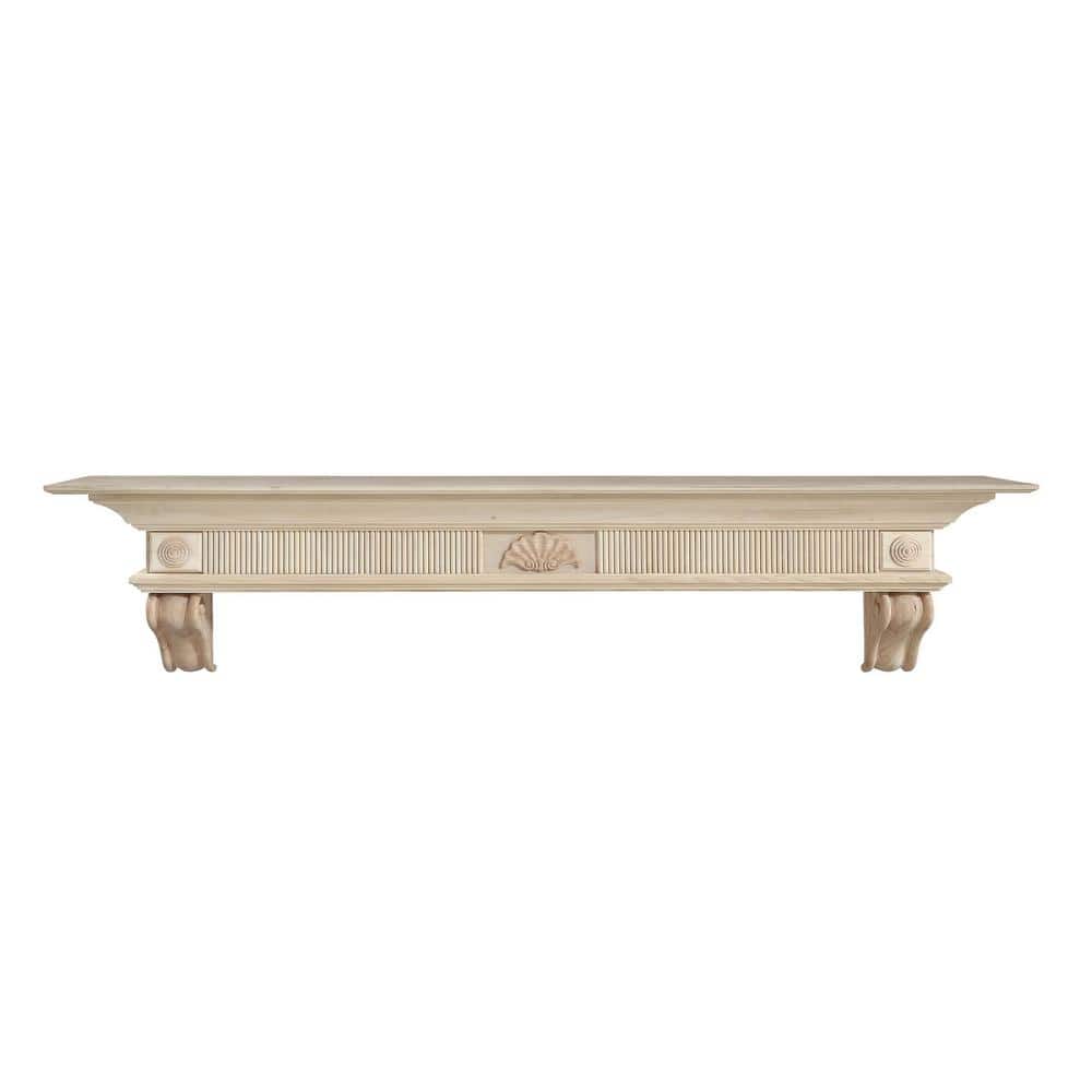 Pearl Mantels 6 ft. Unfinished Paint and Stain Grade Cap-Shelf Mantel ...