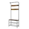 GOOD & GRACIOUS Industrial Brown Wood Freestanding Hall Trees with 6 ...