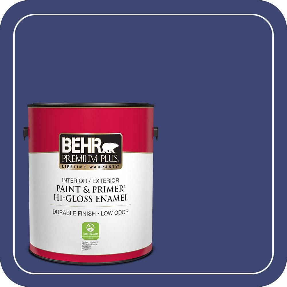 BEHR PREMIUM PLUS 1 gal. #T18-18 Constellation Blue Hi-Gloss Enamel ...