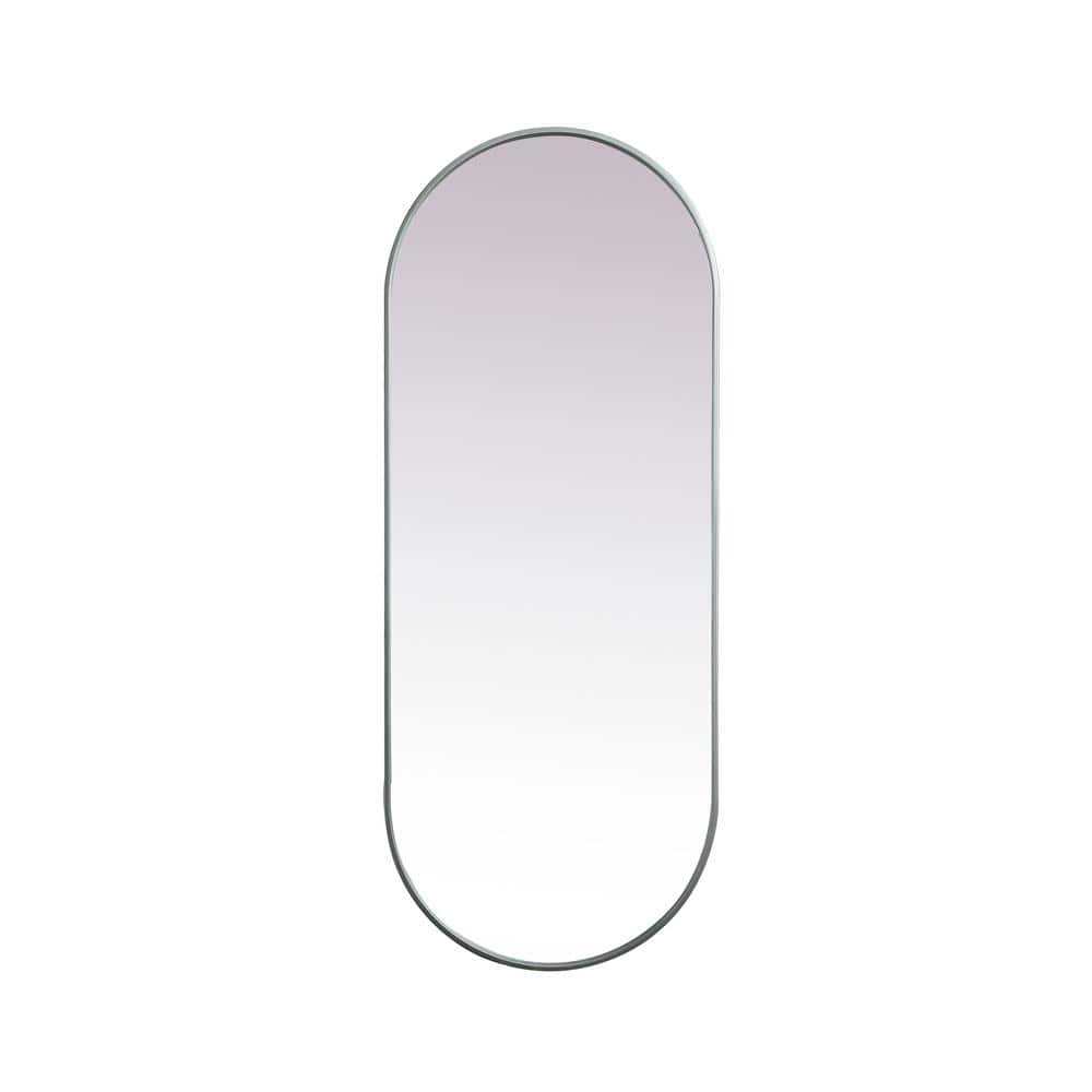 Timeless Home 24 in. W x 60 in. H x Modern Metal Framed Oval Silver ...