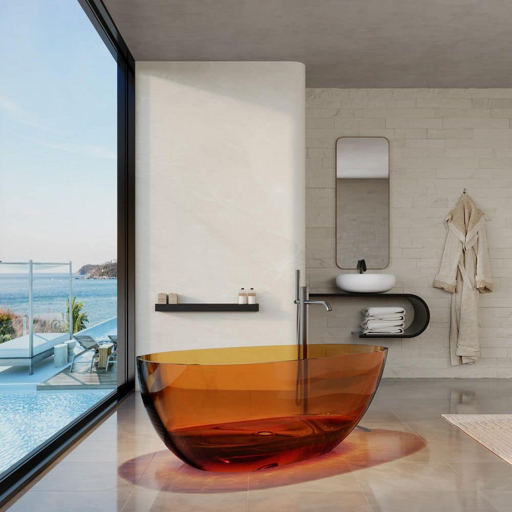 Boyel Living Modern 59 in. x 31 in. Soaking Transparent Resin Bathtub ...