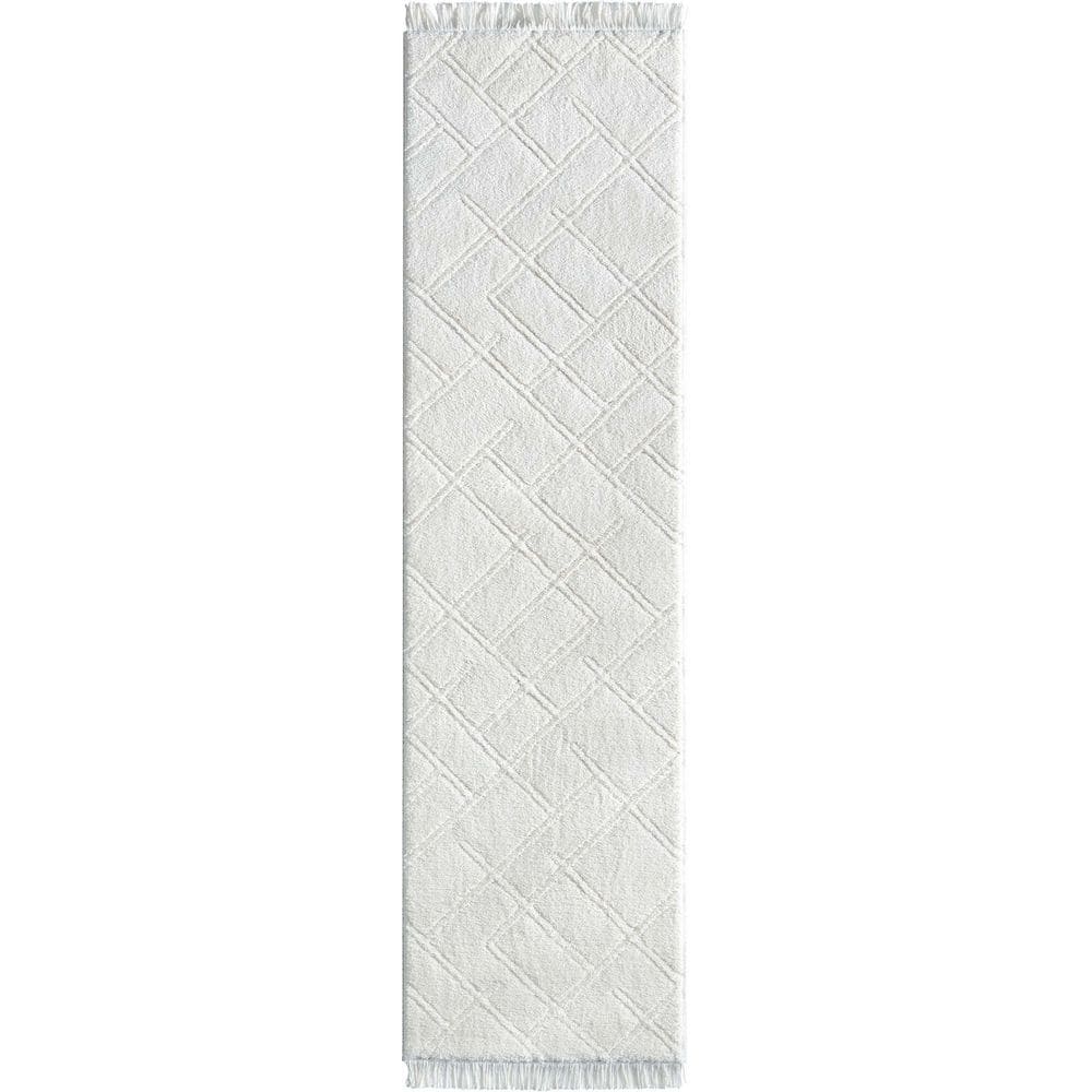 Well Woven Marina Firth Modern Solid Shag, Ivory 2 ft. 7 in. x 9 ft. 10 ...