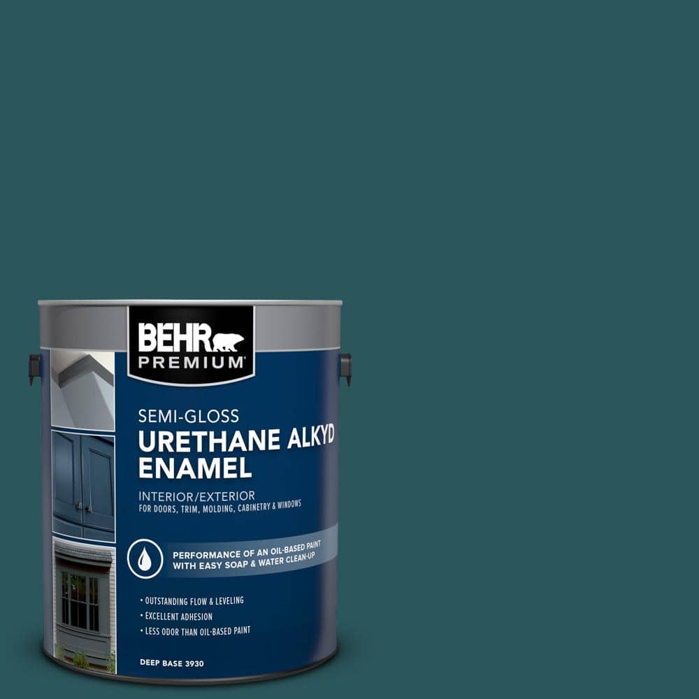 BEHR PREMIUM 1 gal. #MQ6-01 Ocean Abyss Urethane Alkyd Semi-Gloss ...