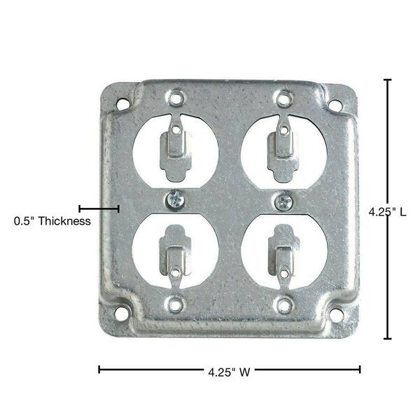 Steel City 4 in. Square Box Surface Steel Metallic Cover Double Duplex ...