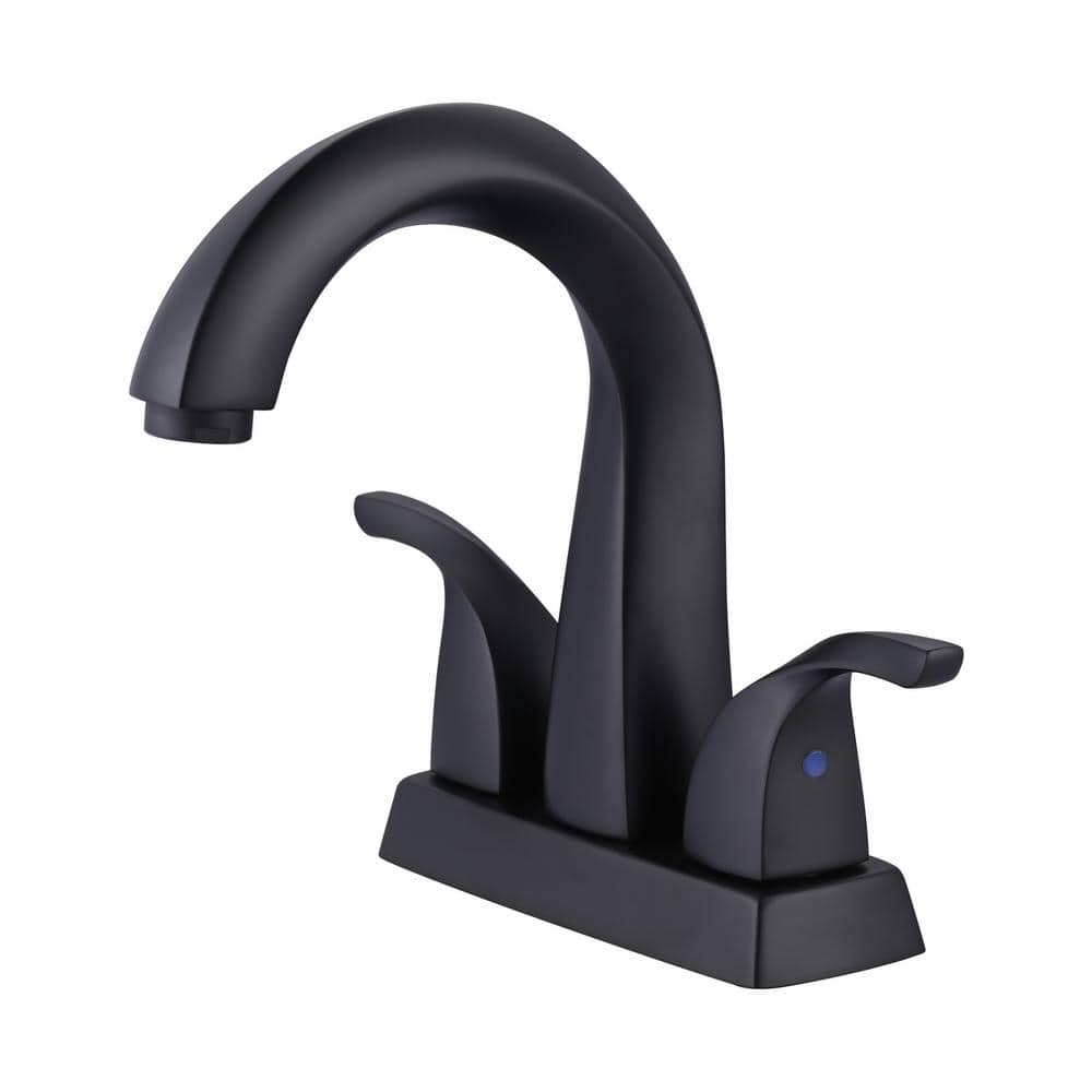 ARCORA Modern 4 in. Centerset High-Arc Double-Handle Bathroom Faucet with Pop-up Drain Kit in ...