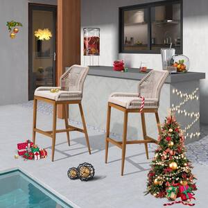 PURPLE LEAF Modern Aluminum Plaid Wicker Woven Counter Height Outdoor ...