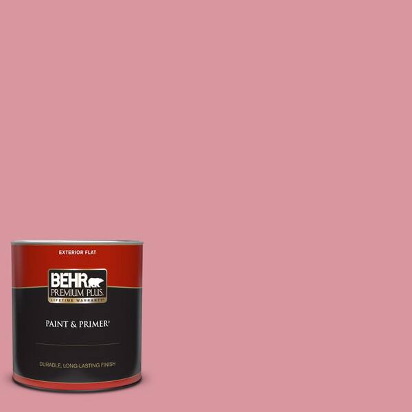 BEHR PREMIUM PLUS 1 qt. #M150-4 Glow Pink Flat Exterior Paint & Primer ...