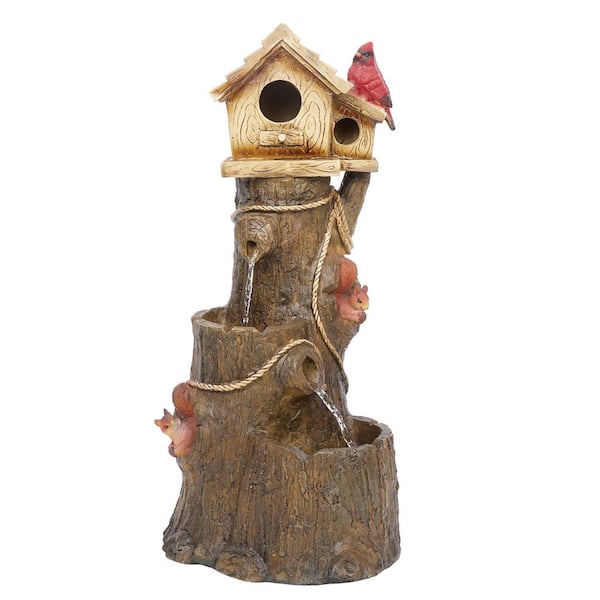 Alpine Corporation 24 in. Tall Outdoor Multi-Tiered Tree and Cardinal ...