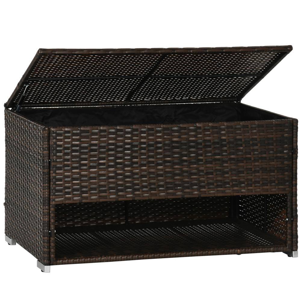 moda furnishings 40 Gal. Brown Rattan Wicker Deck Box and Shoe Storage ...