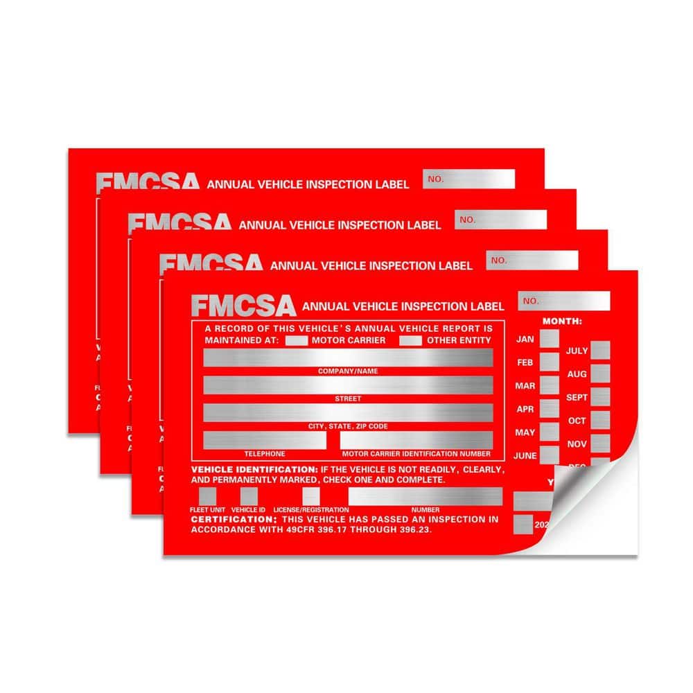 Vehicle Inspection Label 25 Pack 1.6 mil Aluminum Permanent Self ...