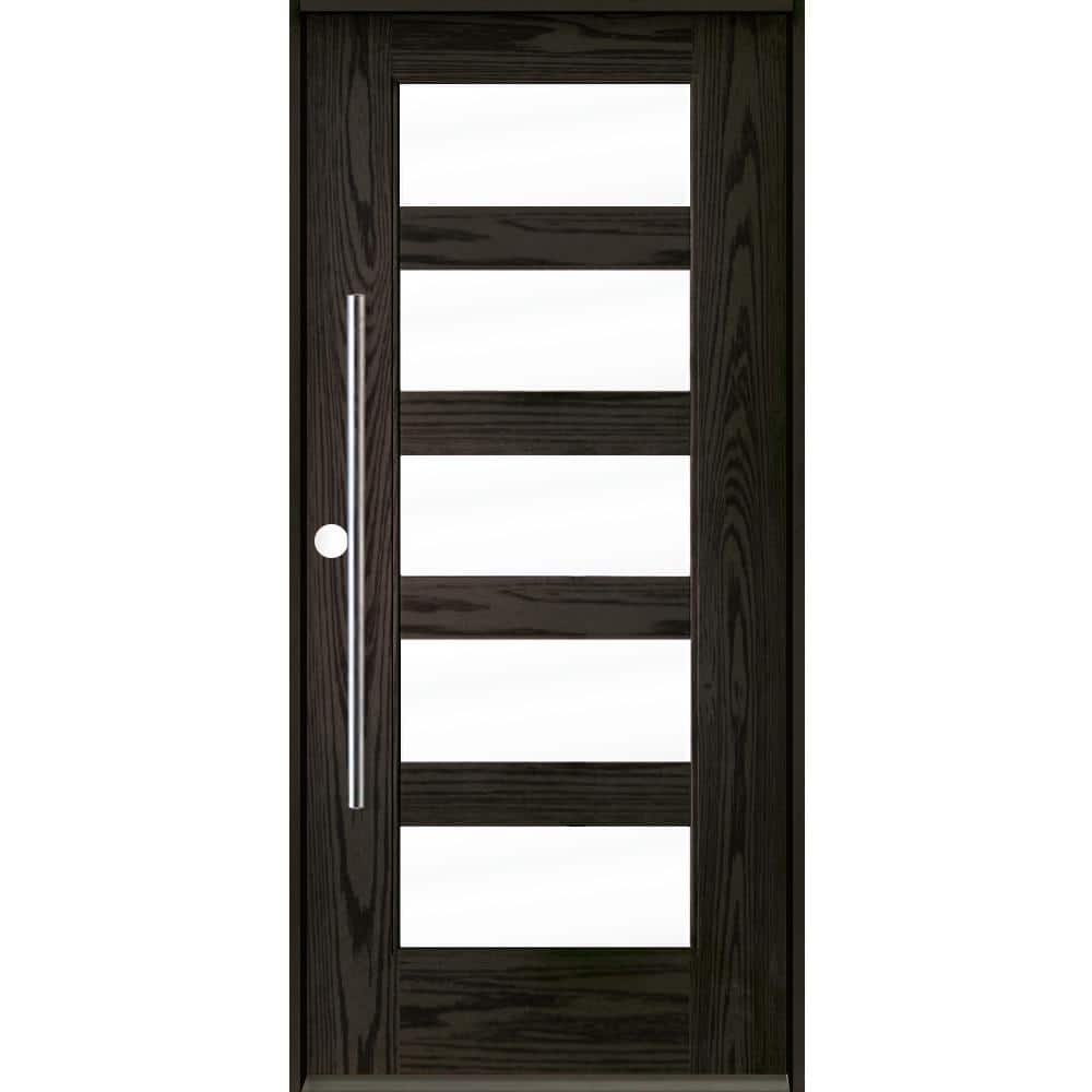 Krosswood Doors Modern Faux Pivot 36 in. x 80 in. 5 Lite Right-Hand ...