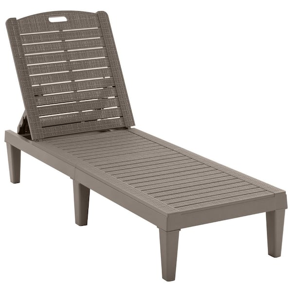 2-Piece Plastic Outdoor Chaise Lounge with Adjustable Backrest ...