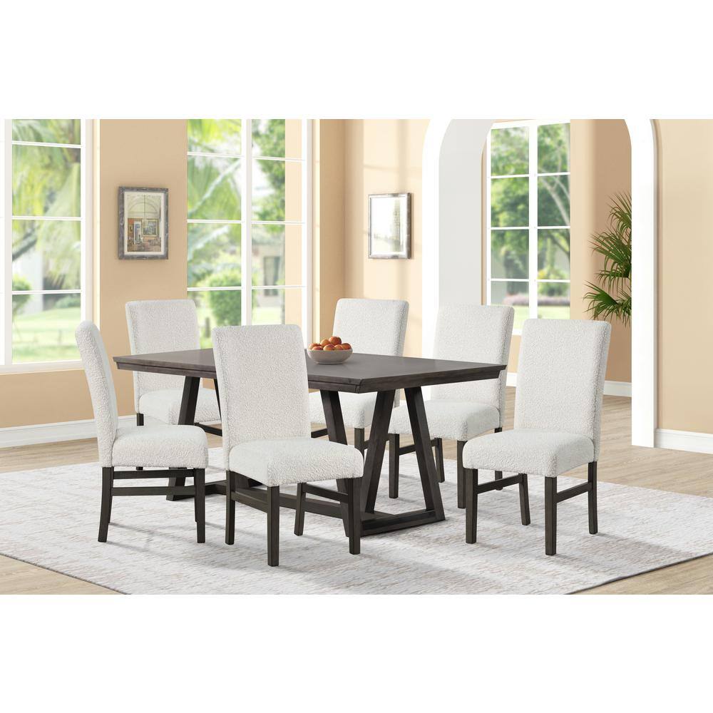 NEW CLASSIC HOME FURNISHINGS High Line 7-Piece White Wood Top Dining ...