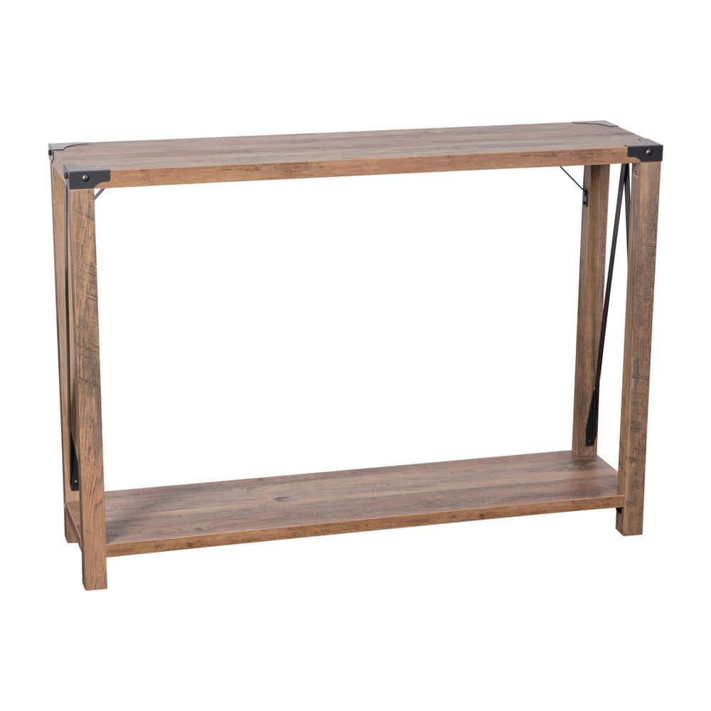 Carnegy Avenue 12 in. Rustic Oak Rectangle Engineered Wood Console ...