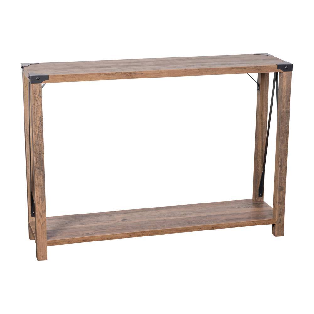 12 in. Rustic Oak Rectangle Engineered Wood Console Table Best Deals ...