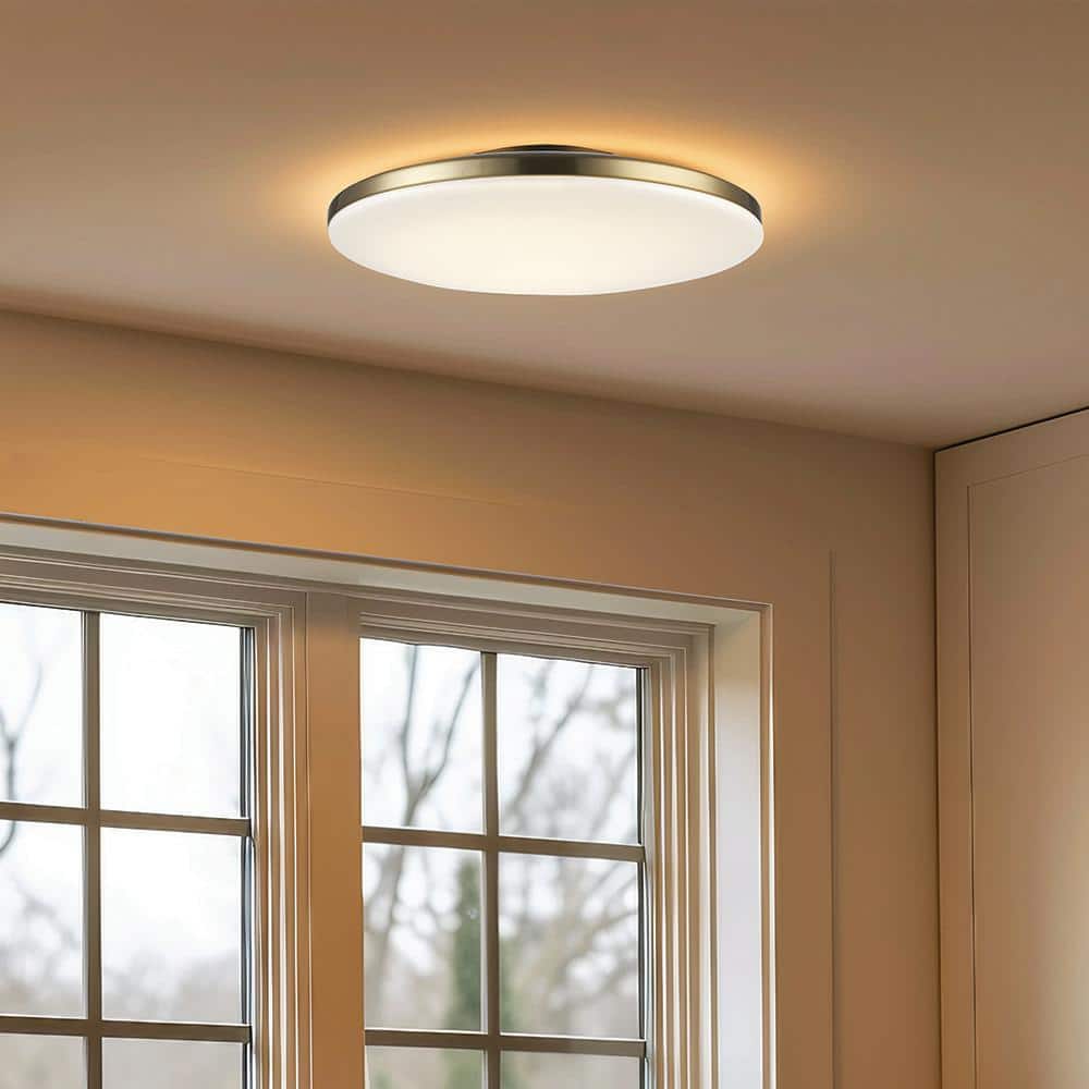 Monteaux Lighting 13 in. Brass Integrated LED Semi-Flush Mount Ceiling ...