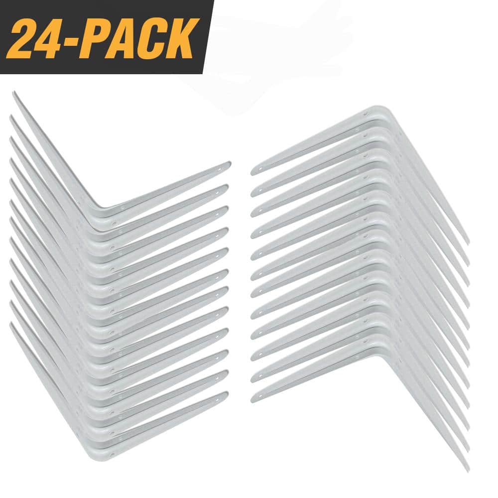 GRIP TIGHT TOOLS 6 in. x 8 in. White Steel Shelf Bracket (24-Pack) SH3 ...