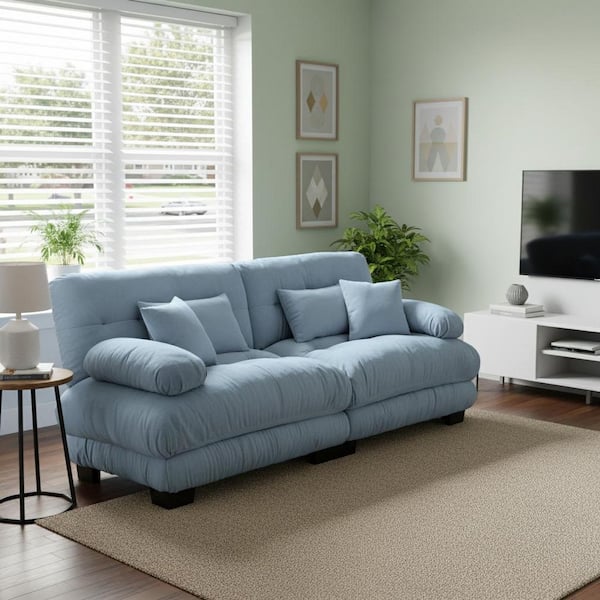 Homy Casa MINH 94.4 in. Pillow Arm 2-Piece Chenille Sectional Sofa with ...