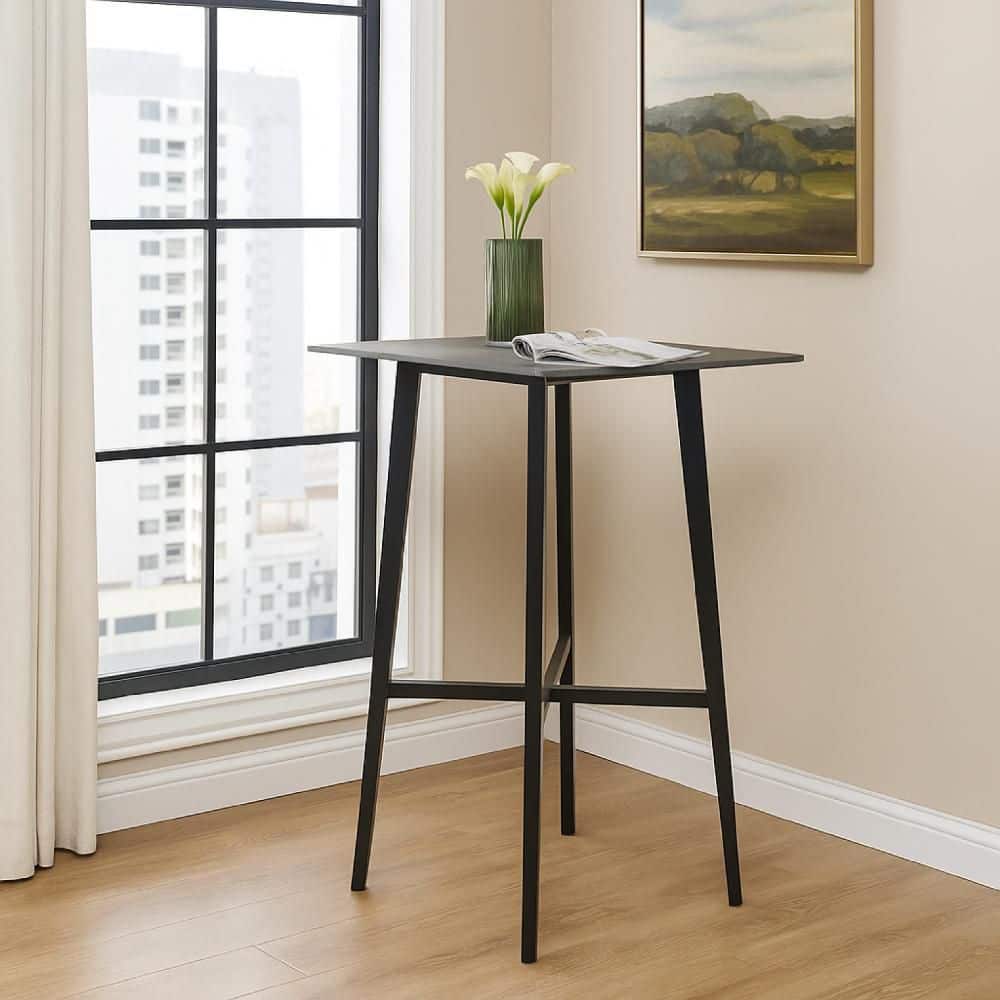 Benjara 42 in. Gray, White and Black Square Bar Height Table Seats 4 ...