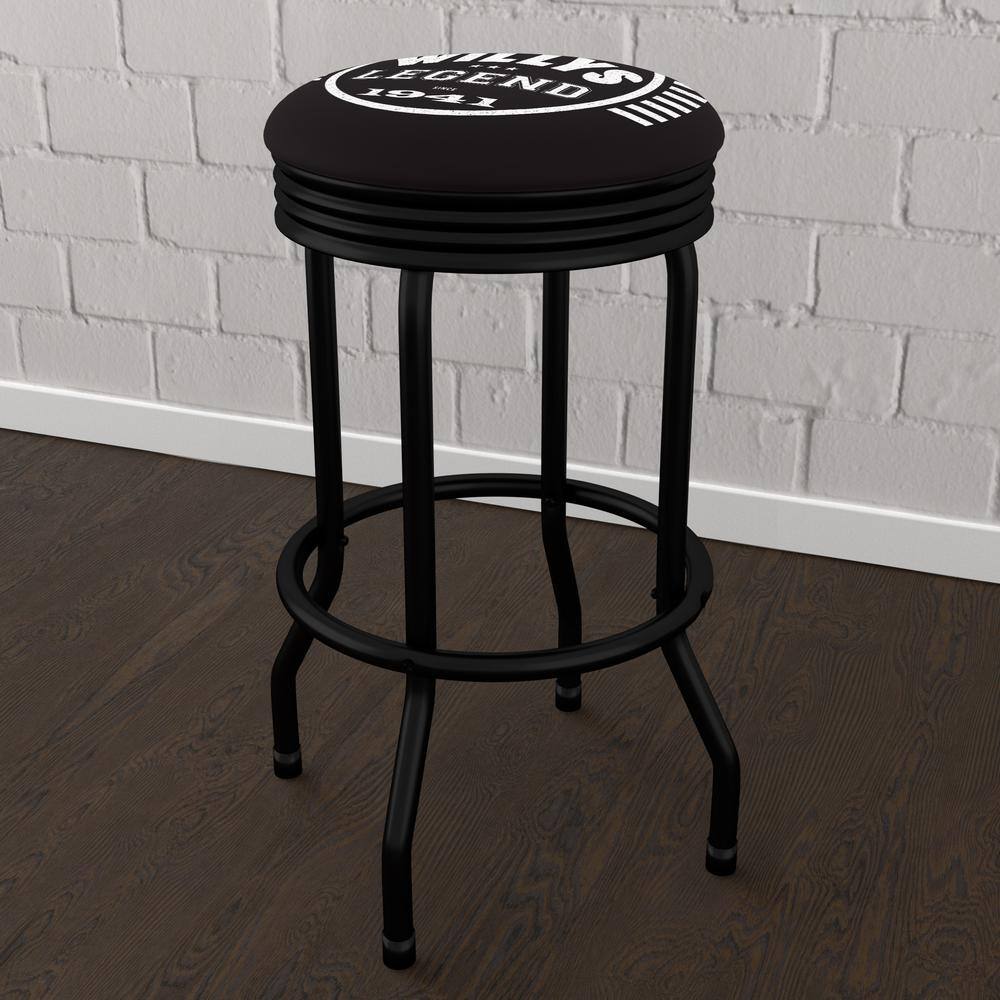 Jeep Willys Legend Black 29 in. Black Backless Metal Bar Stool with ...