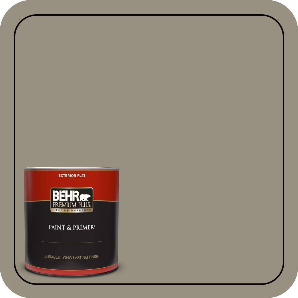 BEHR PREMIUM PLUS 1 qt. #N320-5 Gray Squirrel Flat Exterior Paint ...