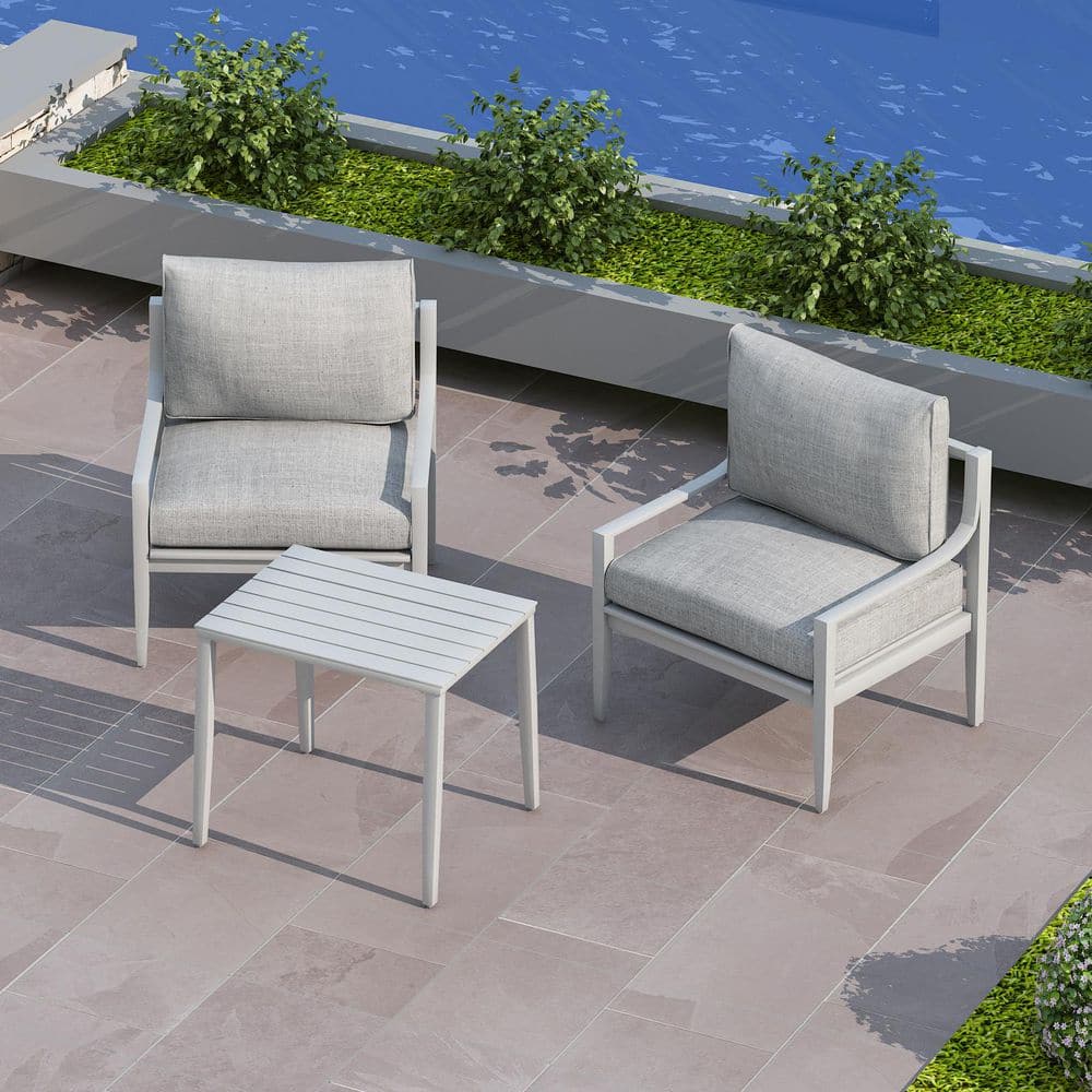 3-Piece Outdoor Conversation Set, 2 Patio Armchairs and Side Table, All ...