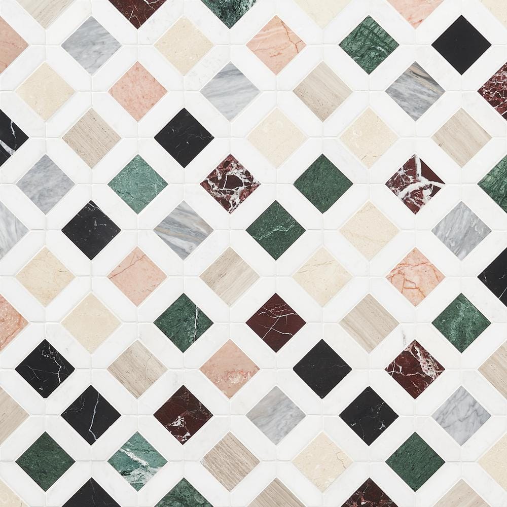 Ivy Hill Tile Lula Multicolor 4 in. x 0.39 in. Polished Marble Floor ...