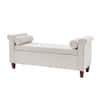 JAYDEN CREATION Amalia Ivory 54" Traditional Upholstered Storage Bench ...