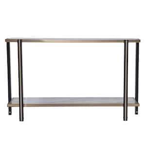 Southern Enterprises Ochila 52 in. Black Rectangle Glass Console Table ...