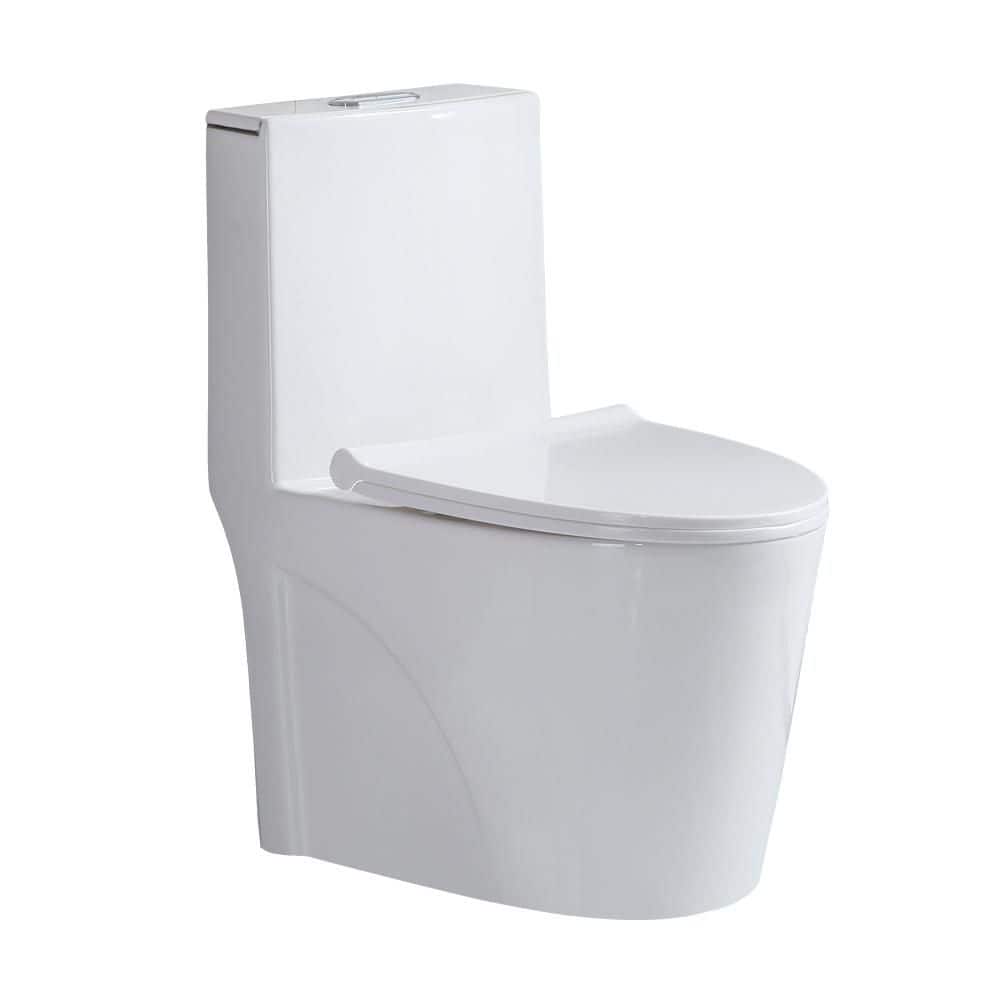 Compact One Piece Dual Flush Elongated Toilet with Soft Closing Seat in ...