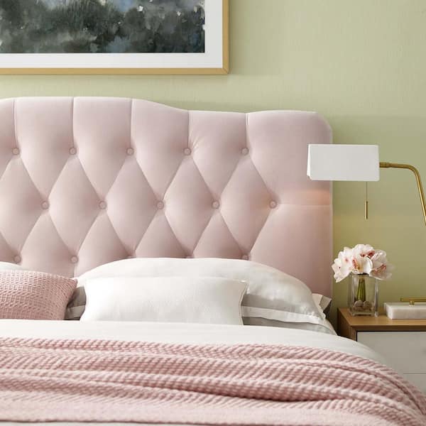 MODWAY Annabel Pink Twin Diamond Tufted Performance Velvet Headboard MOD 6126 PNK