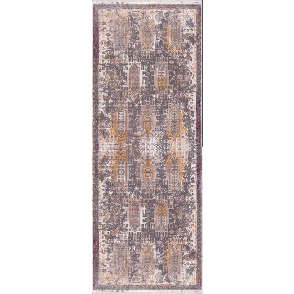 Rug Branch Amalfi Grey Beige, Boho 2 ft. x 16 ft. South-Western Indoor ...