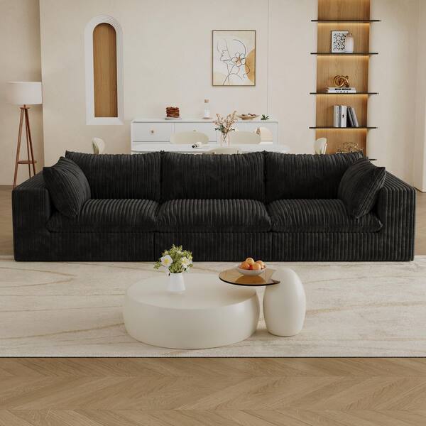 Noble House Leon 118.2 in. Square Arms 3-Piece Corduroy Modular ...