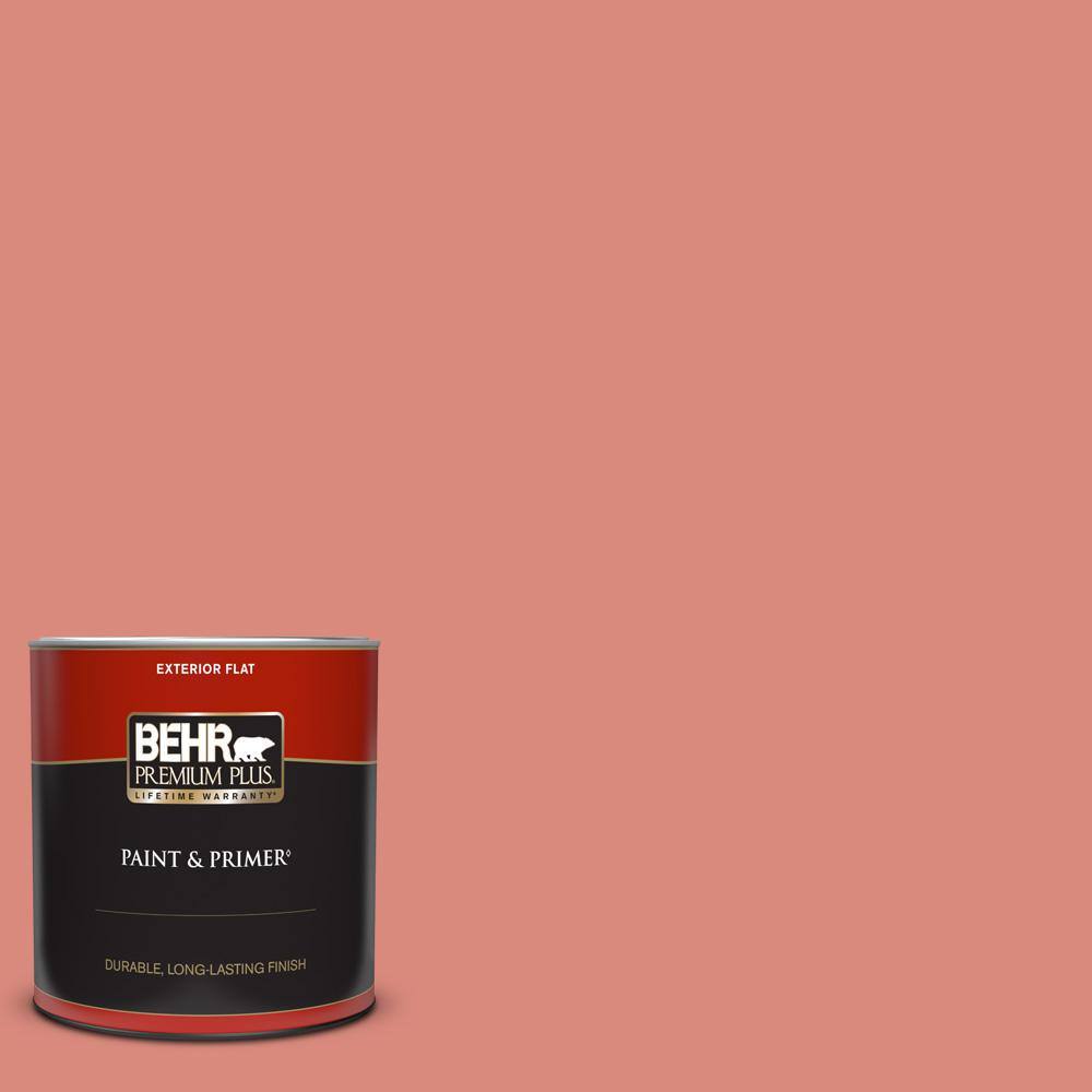 BEHR PREMIUM PLUS 1 qt. #M170-5 Indian Sunset Flat Exterior Paint ...
