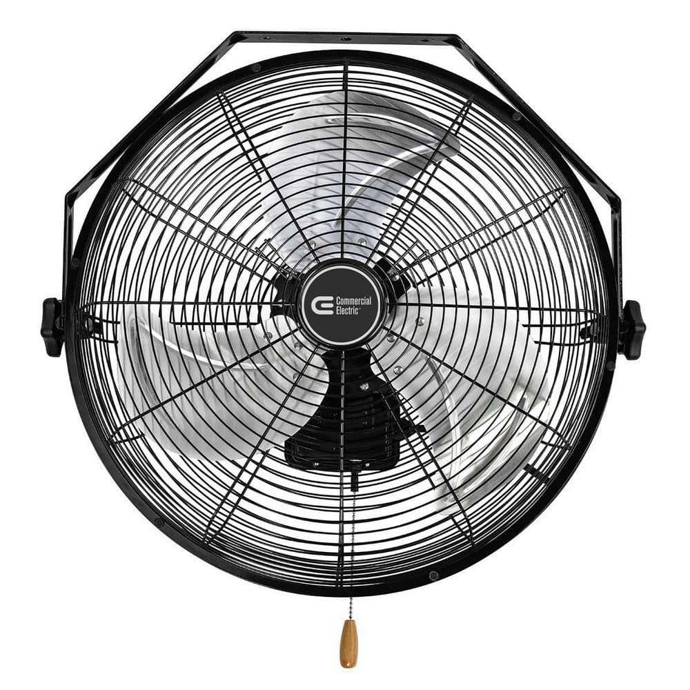 Commercial Electric 18 in. 3-Speed Wall Mount Fan in Black with ...