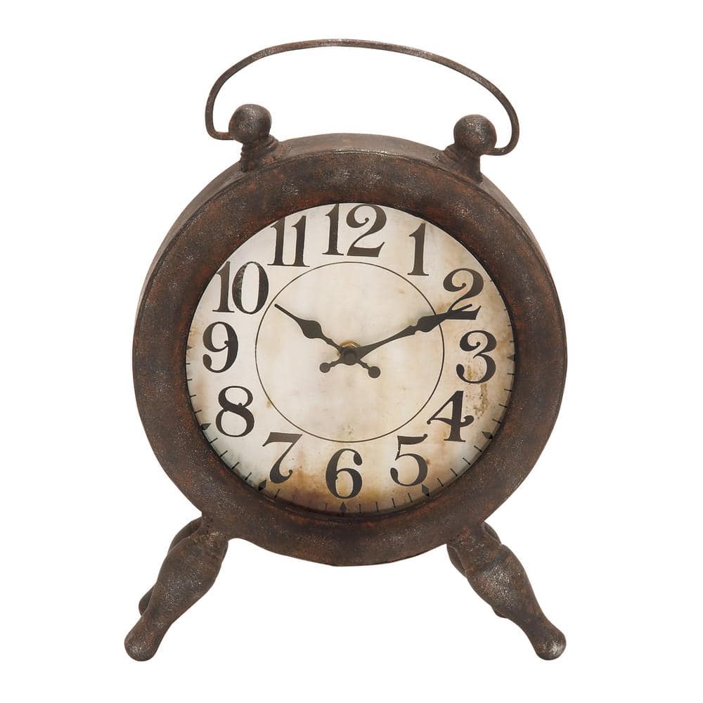 Litton Lane Dark Brown Metal Analog Clock 52728 - The Home Depot