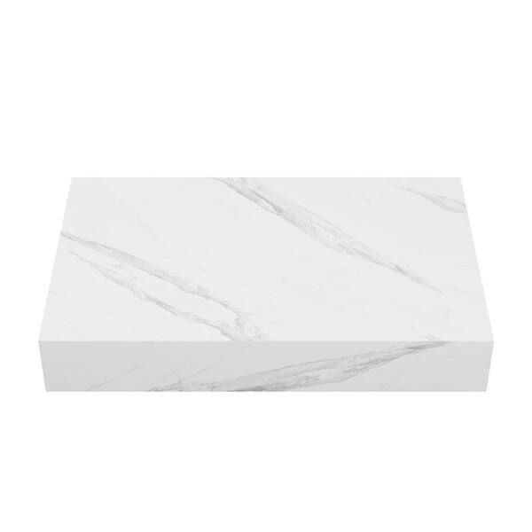 Swiss Madison Monaco 36 in. Floating Composite Stone Bathroom Shelf in Glossy White SM-WSM601-SH ...