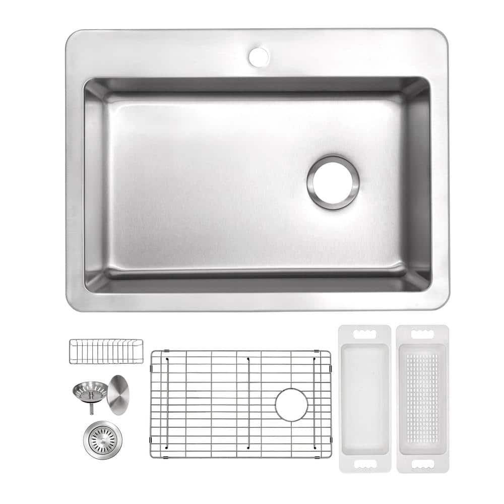 ZUHNE Verona Offset Drain Kitchen Sink 16-Gauge Stainless Steel (25 in ...