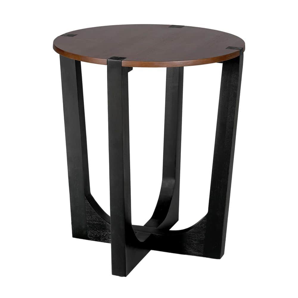 Acacia Wood Side Table in Brown and Black-Modern Indoor/Outdoor Accent ...